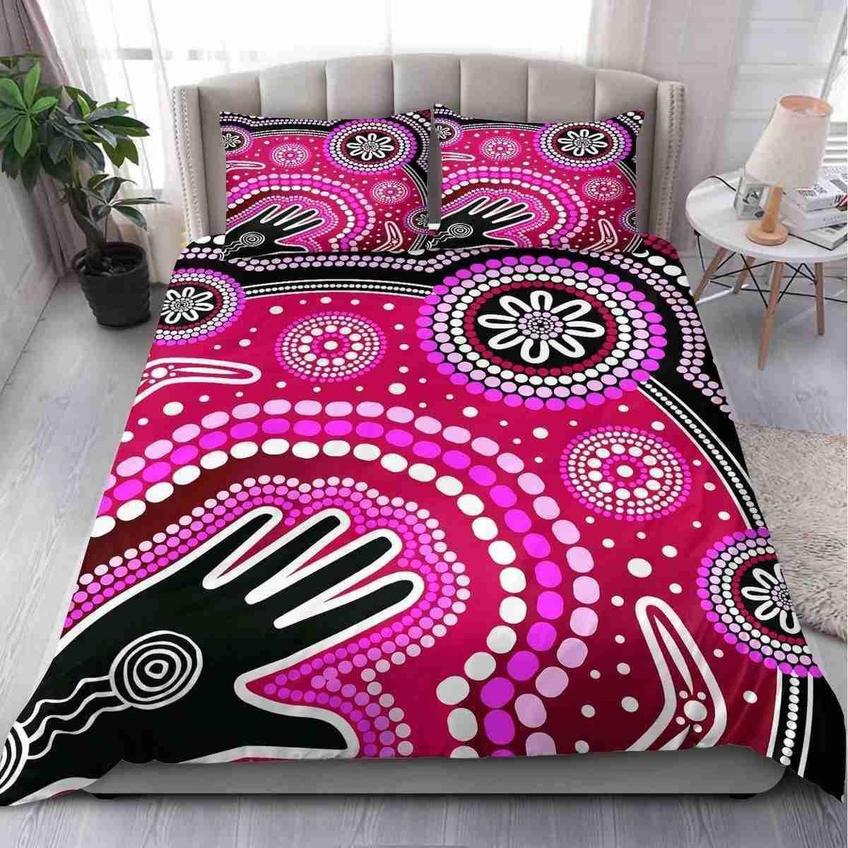 Australia Aboriginal Bedding Set - Aboriginal Dot Art Handprint ...