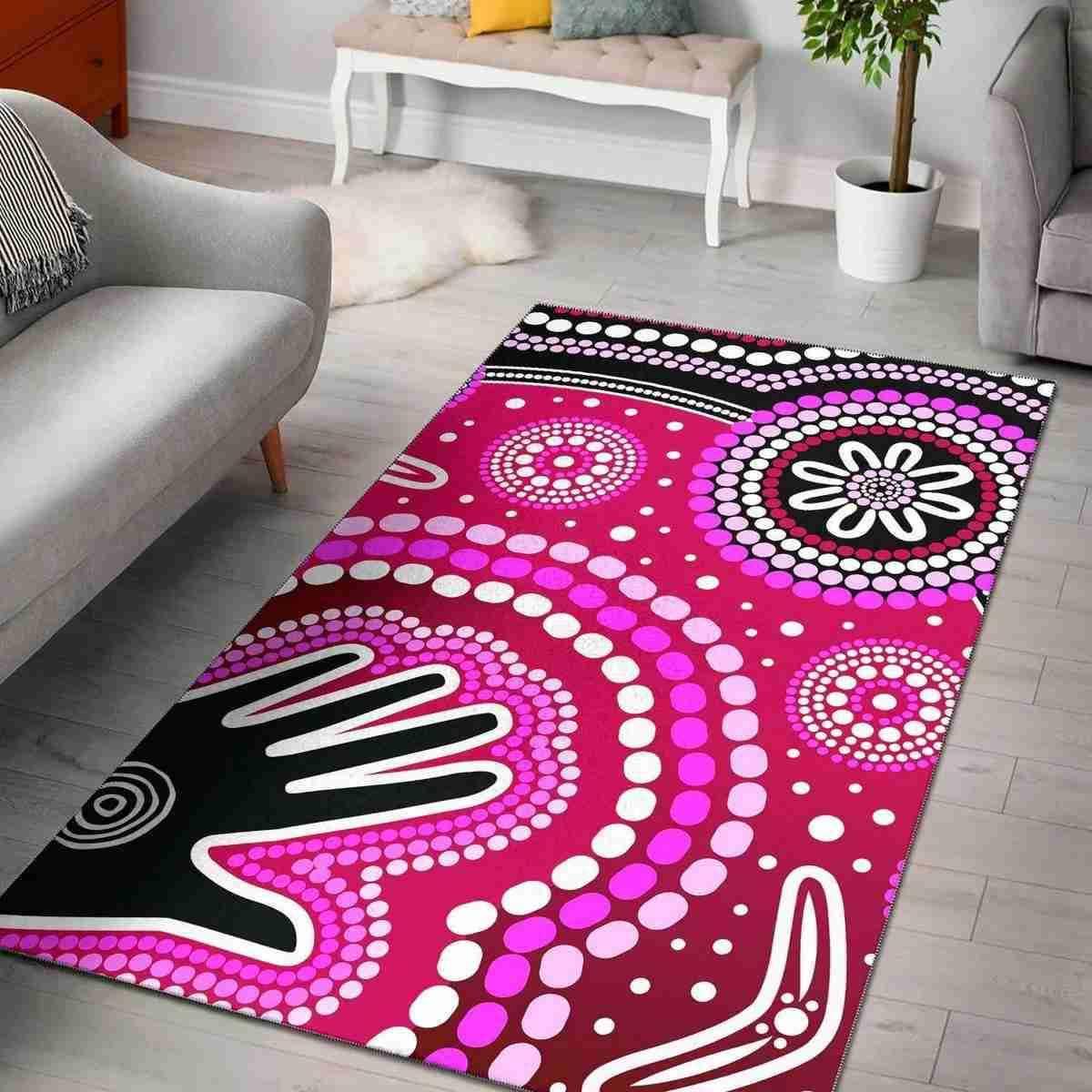 Australia Aboriginal Area Rug - Aboriginal Dot Art Handprint Background ...